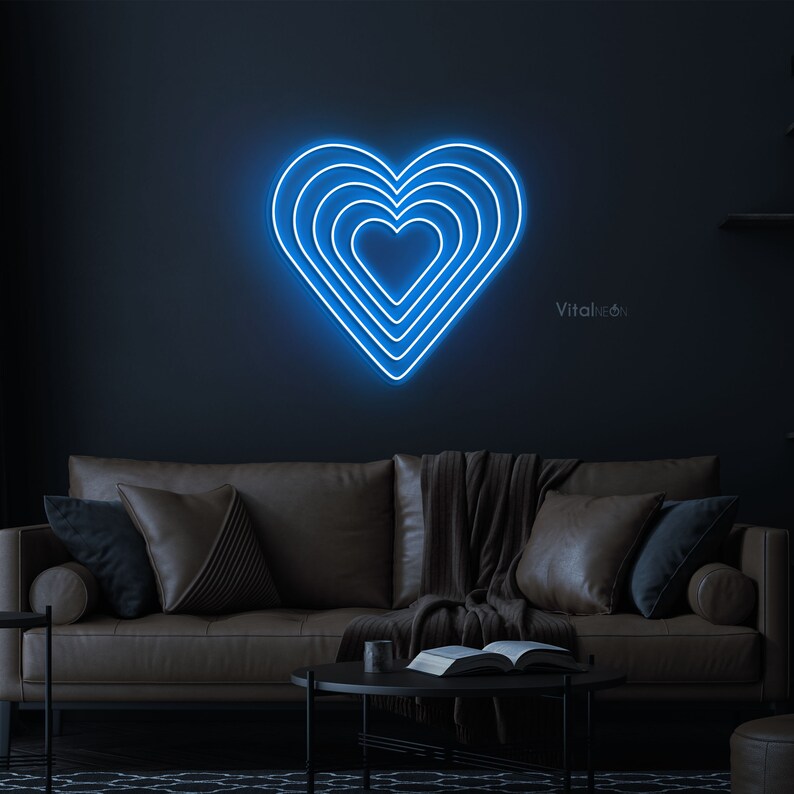 Heart Neon Sign LED Rainbow Hearts Wall Art for Bedroom Party Mother ...