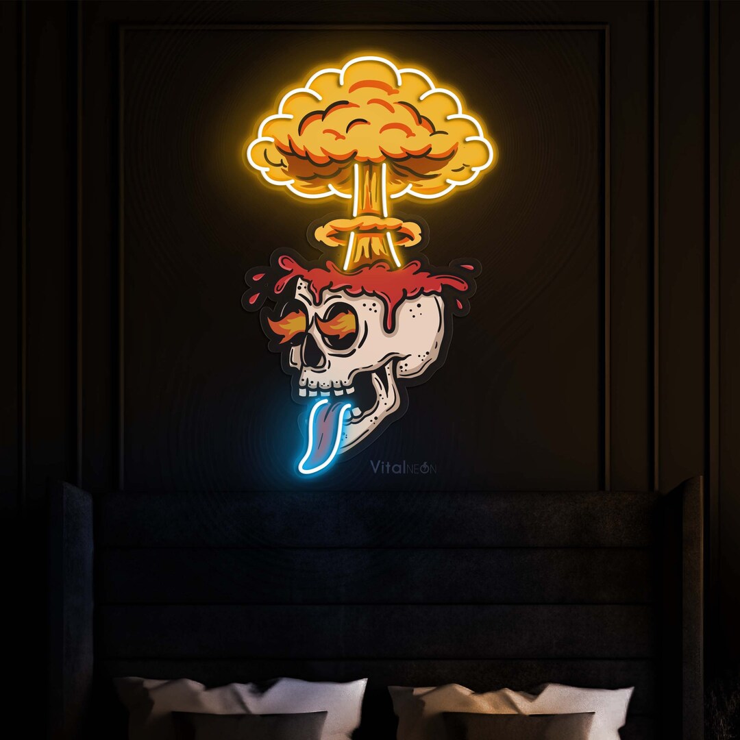 Skull Boom Neon Light, Skull Pop Art Neon Sign, Game Room Decor,ideal ...