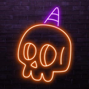 Skull Neon Sign, Skull Head LED Light, Spooky Skull Wall Art, Halloween ...