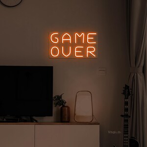 Game Over Neon Sign, Game Over LED Light, Gamer Zone Wall Decor, Arcade ...