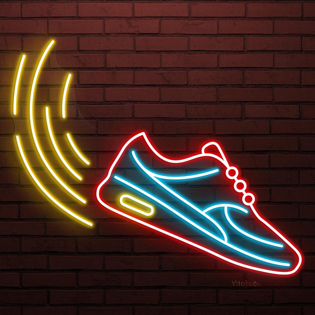 Running Shoe Neon Sign, Running Shoe LED Light, Sports Shoes Wall Art ...