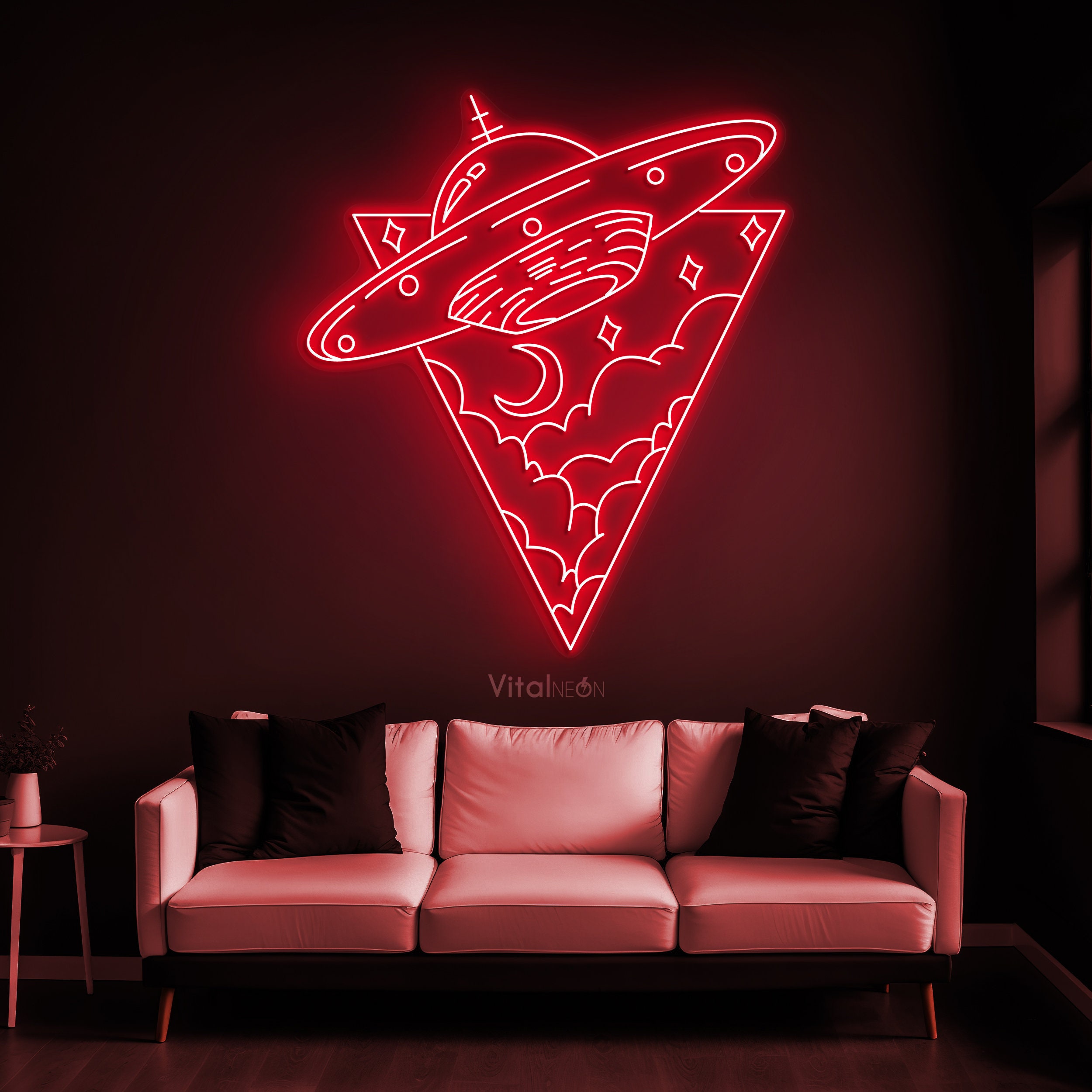 UFO Flying Saucer Neon Sign, Home Wall Decor, Bedroom Night Light, Neon ...