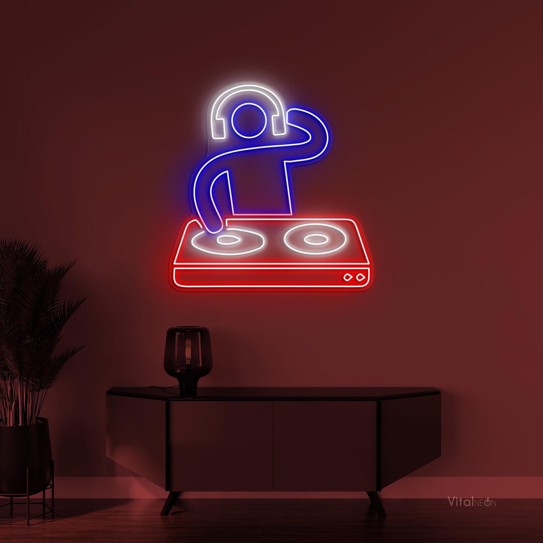 DJ Neon Sign, DJ Led Light, DJ Sound Wall Decor, Music Wall Art, Music ...