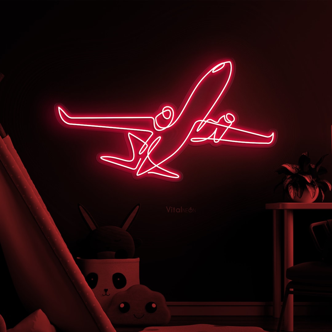 Airplane Neon Sign, Airplane Neon Light, Airplane Wall Art for Home ...