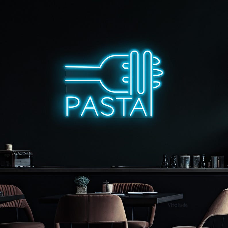 Pasta Ramen Neon Sign LED Light Fork Wall Art Asian Restaurant Kitchen ...