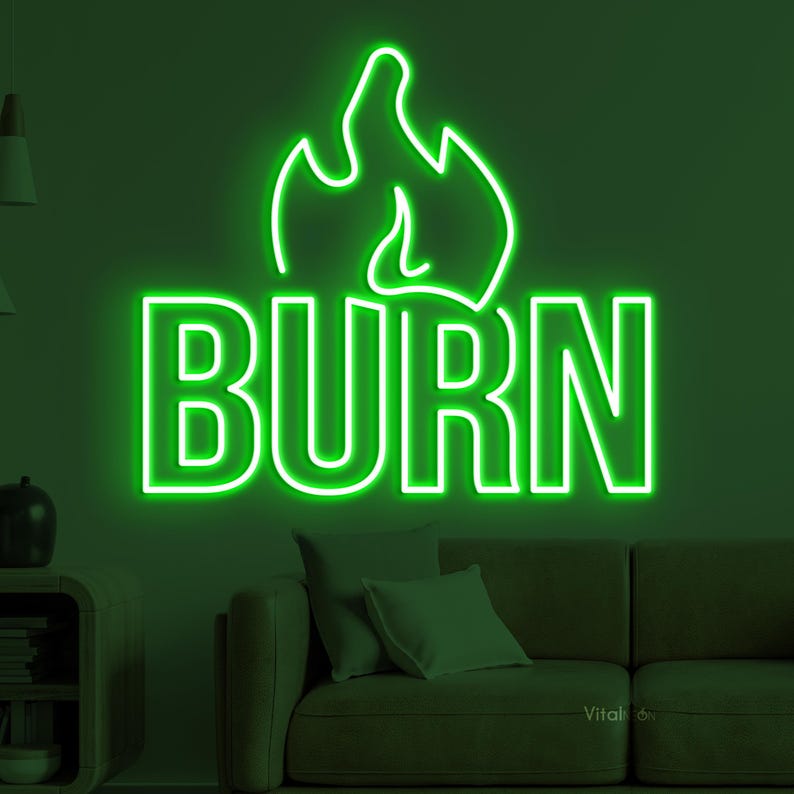 Burn LED Neon Sign for Fire Flame Wall Art Bedroom Game Room Bar Studio ...