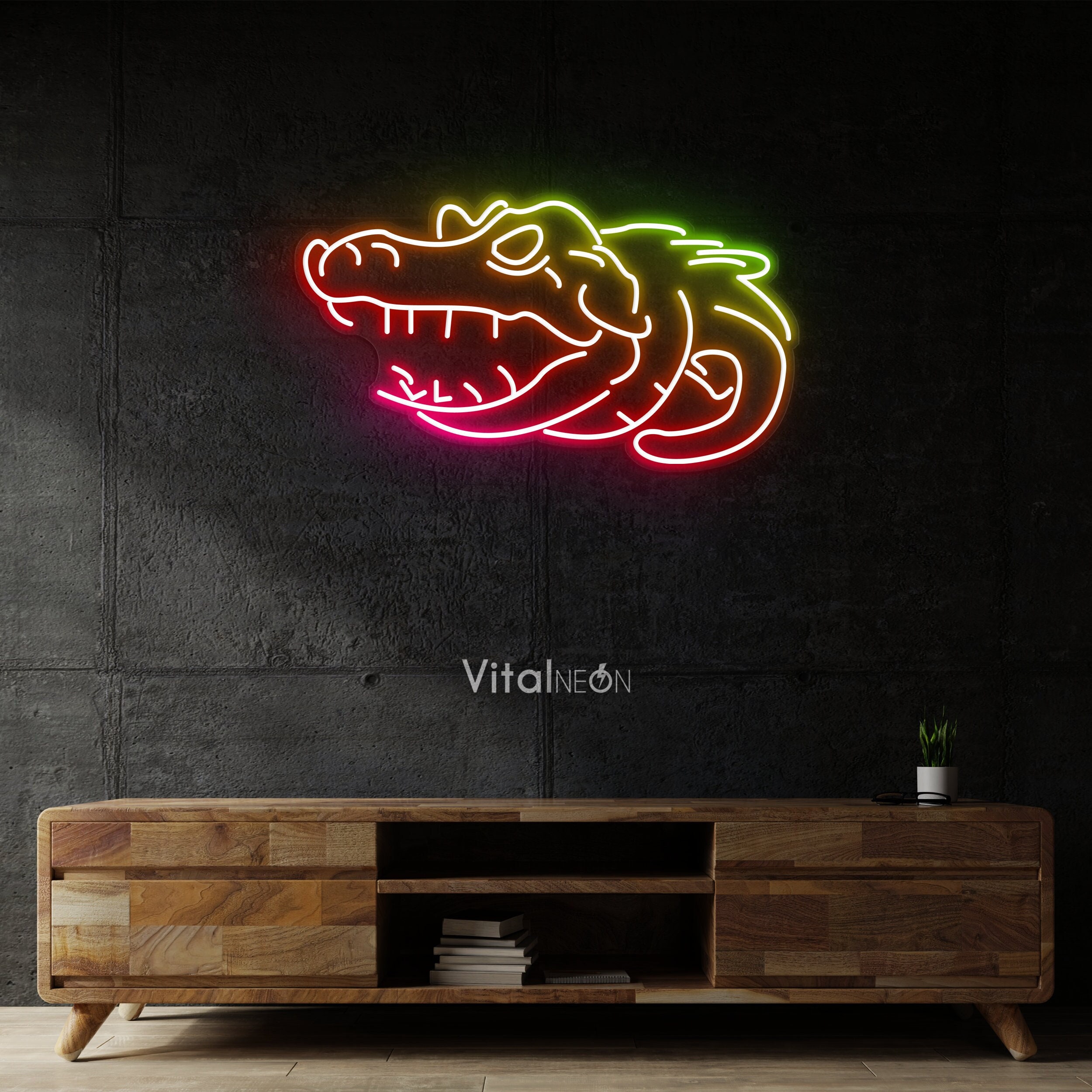 Crocodile Neon Sign, Room and Wall Decor, LED Neon Light for Unique ...