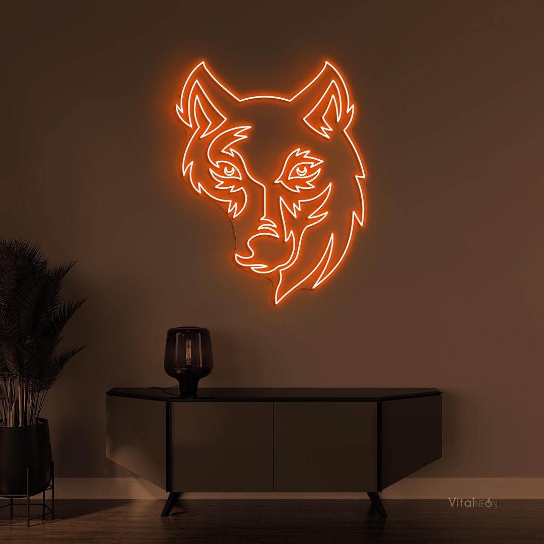 Wolf Neon Sign, Wolf LED Light, Cute Wolf Wall Decor, Zoo Neon Wall Art ...
