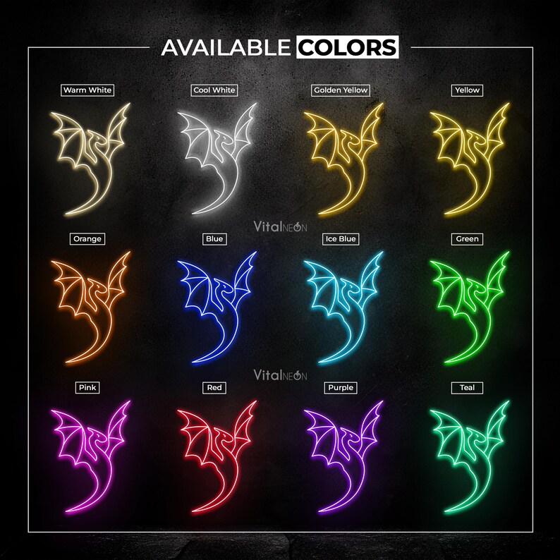 Dragon Neon Sign, Dragon LED Light, Flying Dragon Wall Decor, Mythical ...