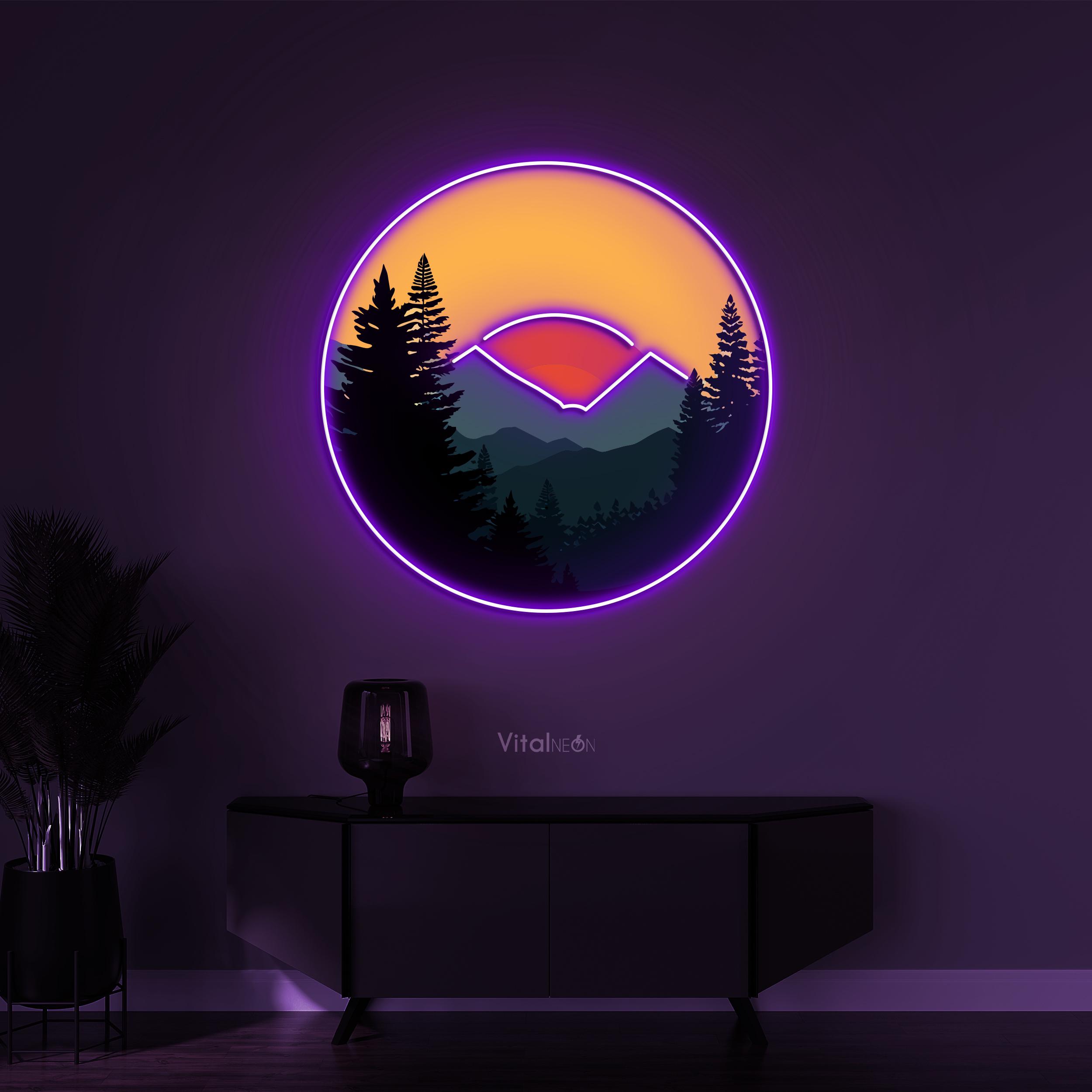 Mountain Sunset Neon Sign, Mountain Sunset LED Pop Art, Custom Mountain ...