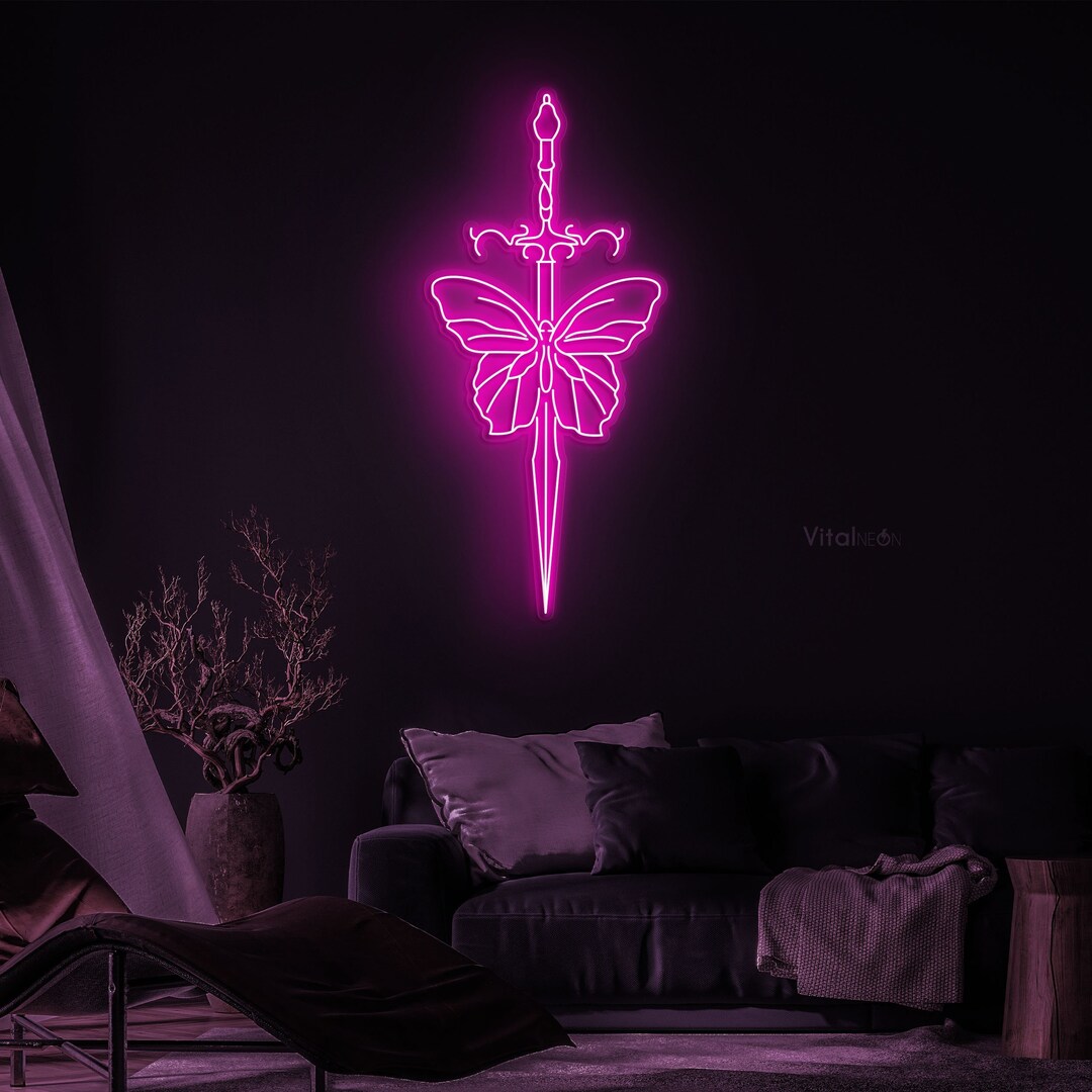 Sword Butterfly Neon Sign, Sword Neon Light, Butterfly LED Decor for ...