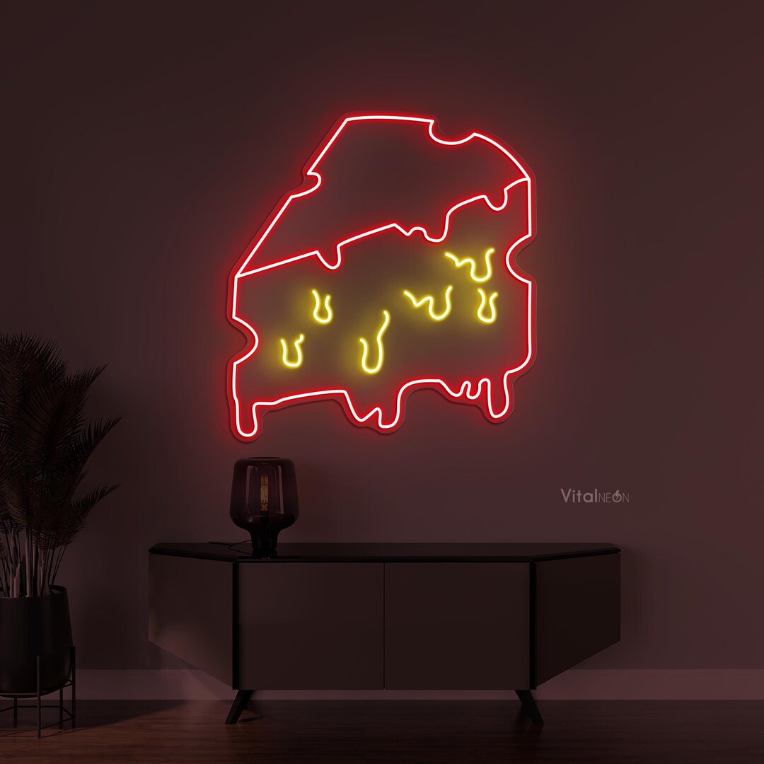 Melting Cheese Slice Neon Sign, Cheese Slice Light, Cheese Slice Wall ...