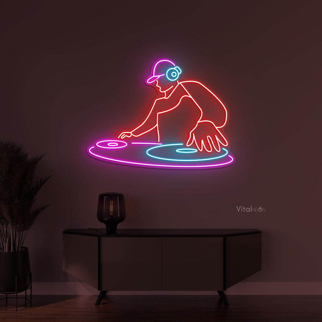 DJ Neon Sign LED Light for Music Room, Club Display, Custom DJ Studio ...