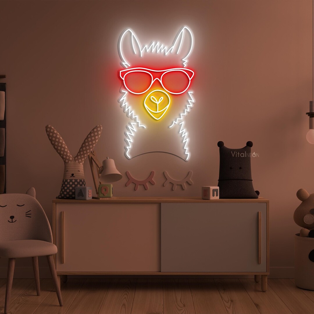 Llama With Sunglasses Neon LED Sign, Home Decor Art - Etsy