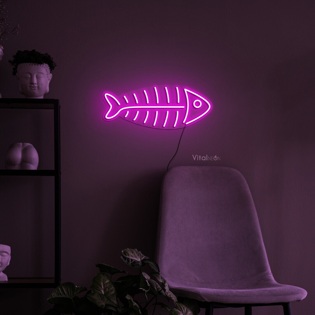 Fish Bone Neon Sign, LED Fish Skeleton Light, USB Wall Decor for ...
