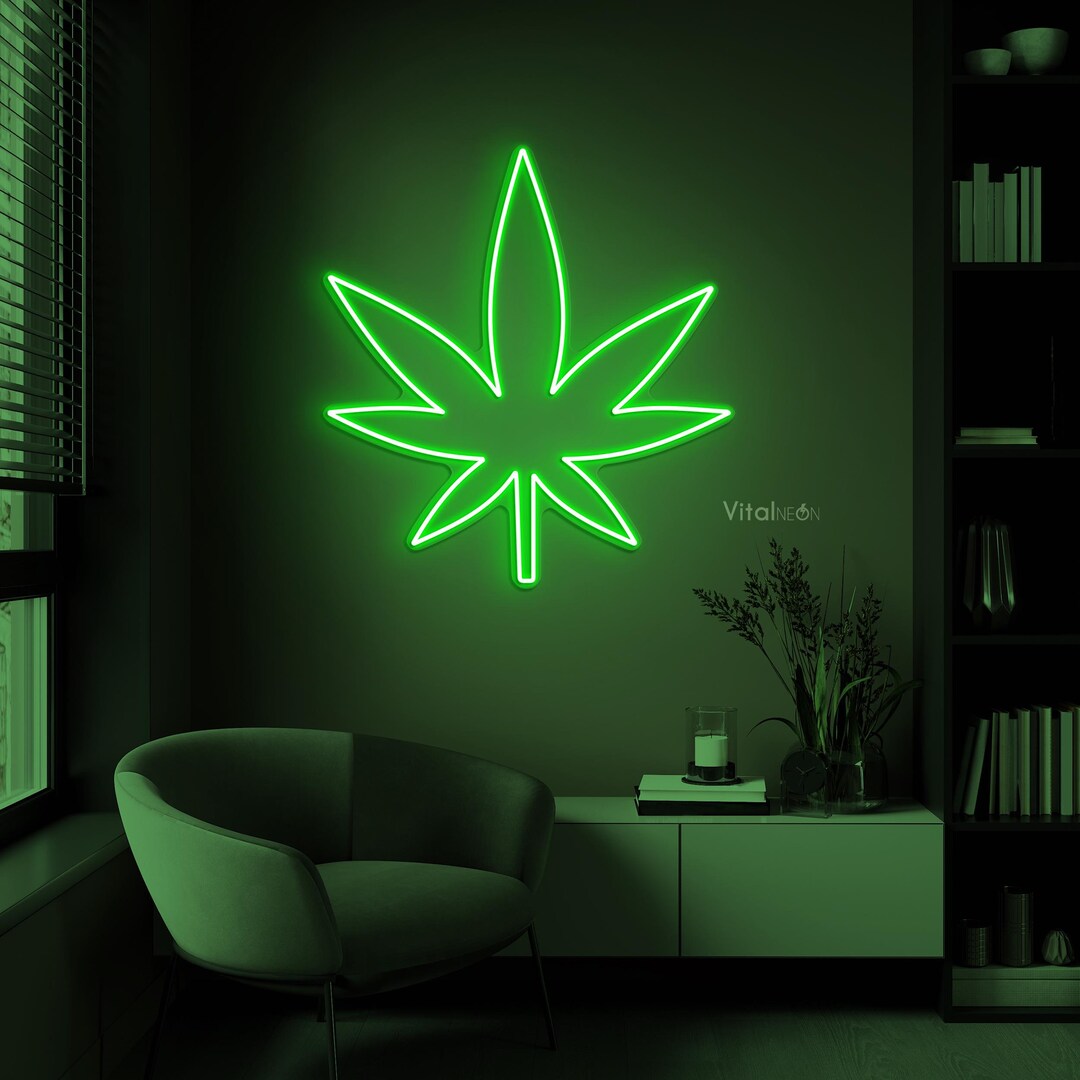 Marijuana Leaf Neon Sign, Marijuana Leaf LED Light, Cannabis Leaf Sign ...