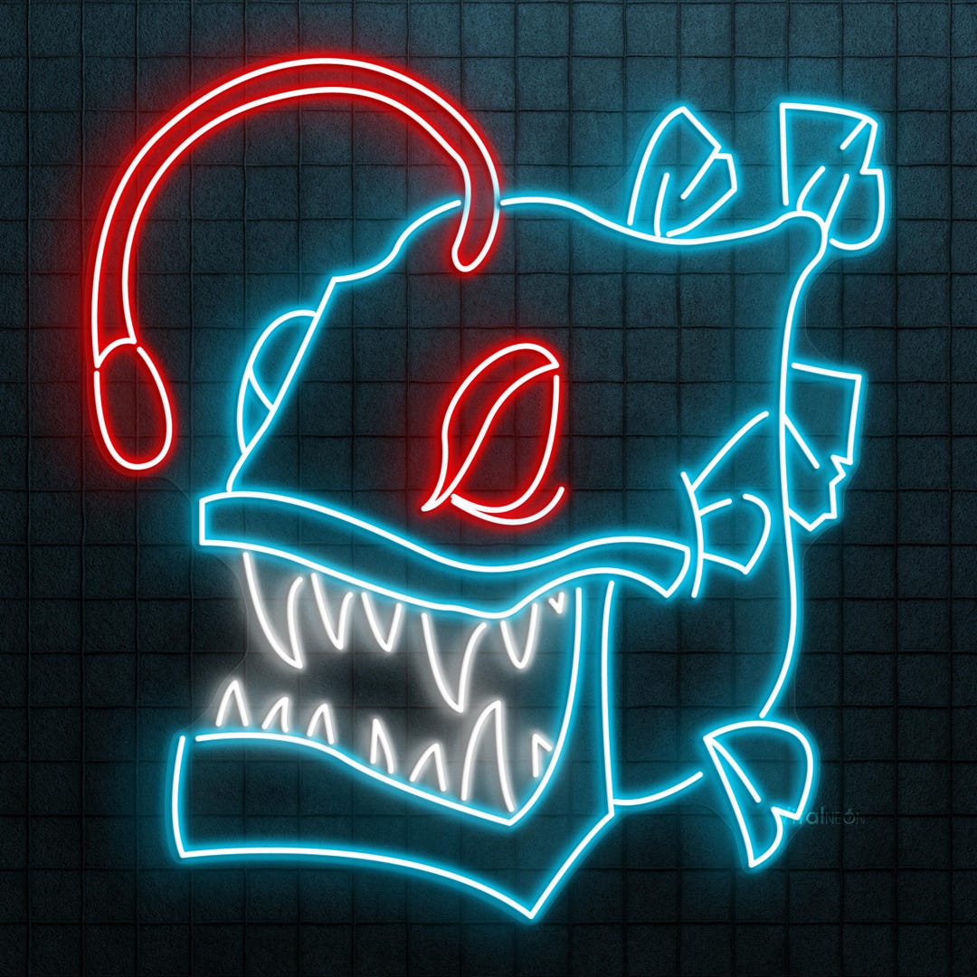Anglerfish Neon Sign, Anglerfish LED Light, Deep Sea Wall Decor, Ocean ...