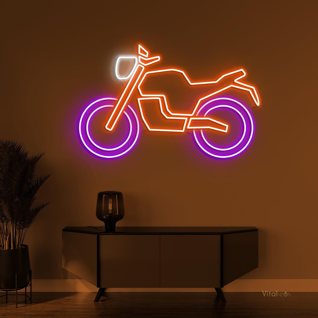 Motorcycle Neon Sign, Motorcycle LED Light, Bike LED Neon Art, Racer ...
