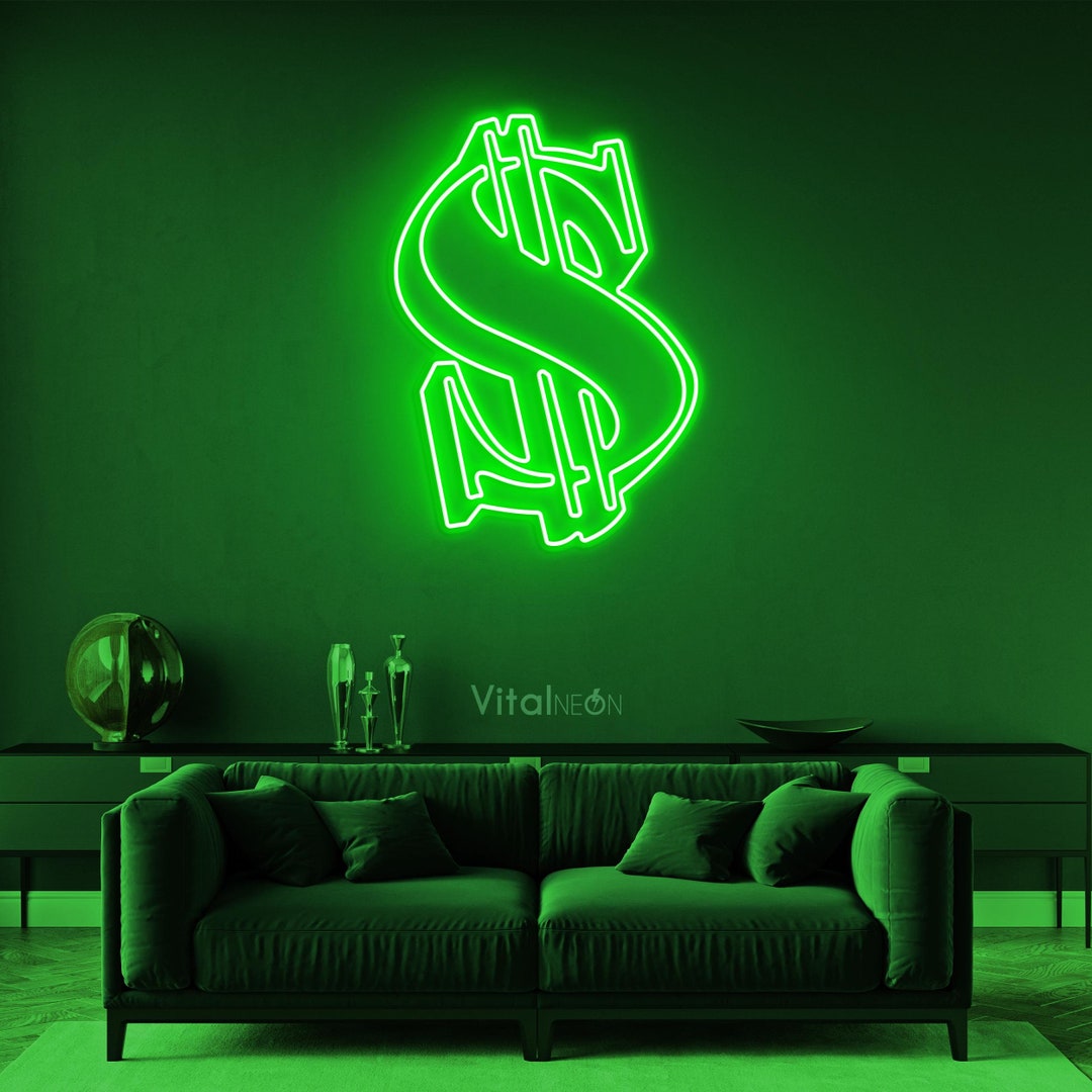 Dollar Neon Sign, Dollar LED Light, Dollar Sign Wall Art, Money Neon ...