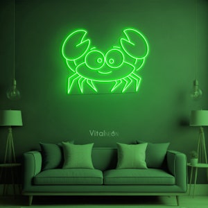 Crab Neon Sign, Crab LED Light, Crab Wall Art Sign, Beach House Decor ...