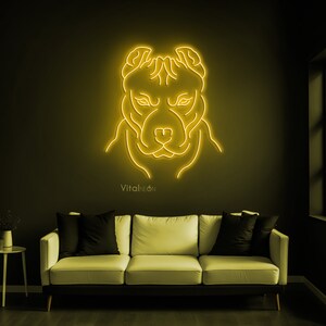 Pitbull Face Dog Neon Sign, Pitbull Wall Art Light, Bull Dog Neon Light ...