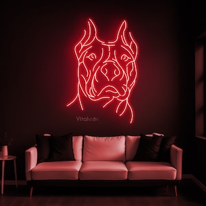Pitbull Dog LED Neon Sign, Wall Art Light, Pit Bull Neon Decor, Custom ...