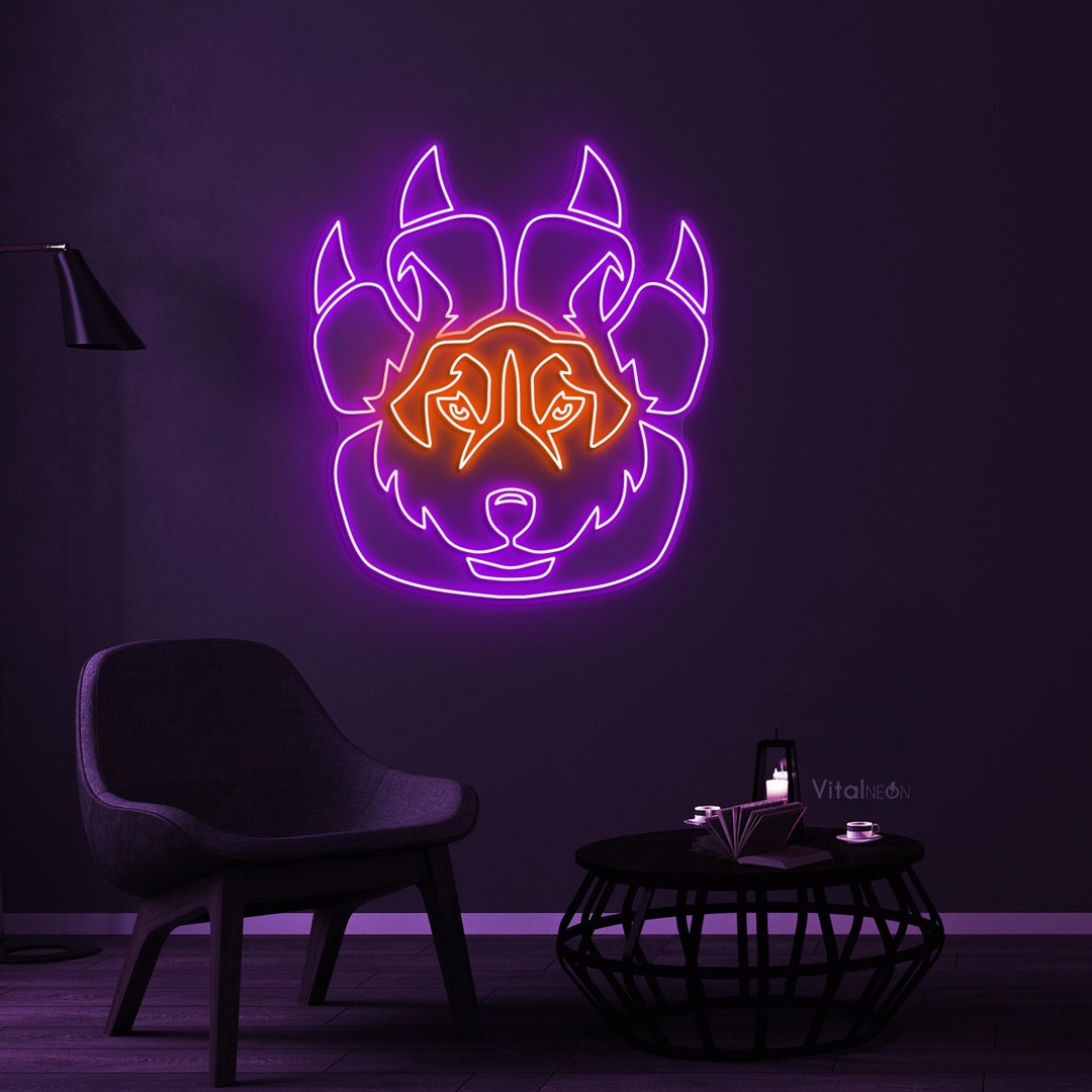 Wolf Paw Neon Sign, Wolf Led Light, Wolf Head Wall Decor, Animal Shop ...