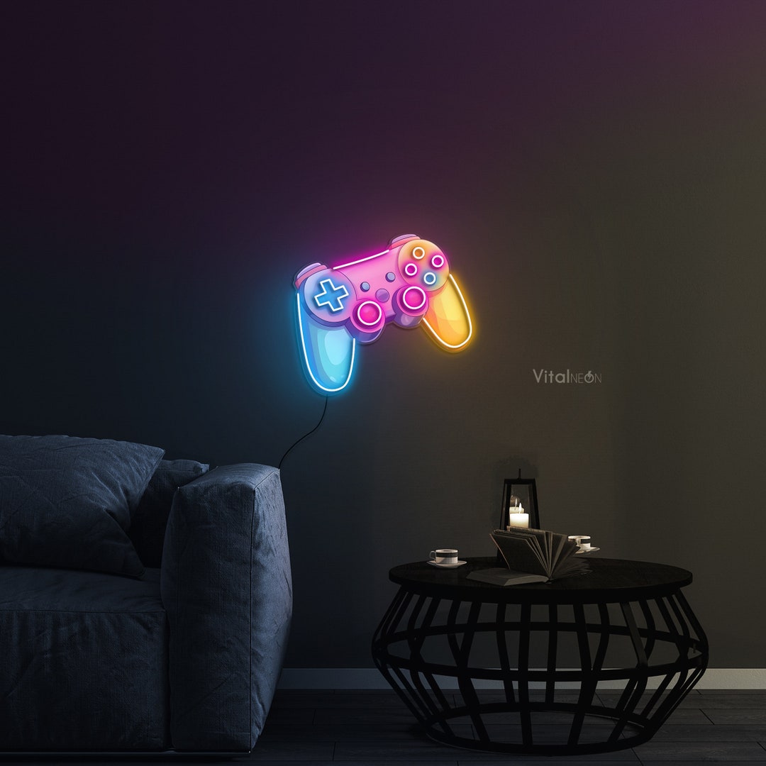 Gamepad Controller Neon Light, Gamer Room Decor, LED Game Neon Pop Art ...