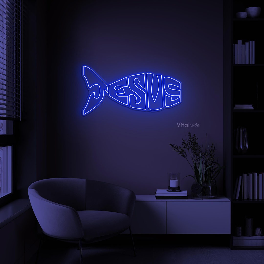 Jesus Fish Neon Sign, Jesus Fish LED Light, Ichthys Wall Decor, Aquatic ...