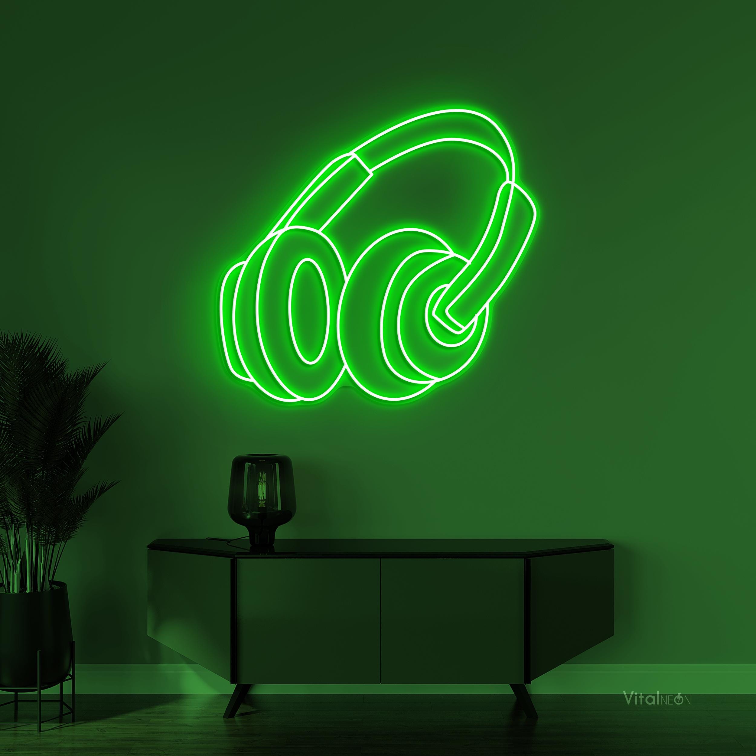 Headphones Neon Sign, Headphones LED Light, Gaming Headphones Wall ...