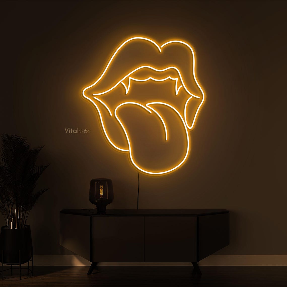 Lips Tongue Neon Sign, Lips Tongue LED Light, Vampire Kiss Neon Sign ...