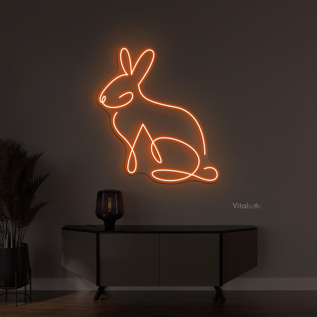 Rabbit Neon Sign, Rabbit LED Light, Bunny Neon Wall Decor, Animal Shop ...