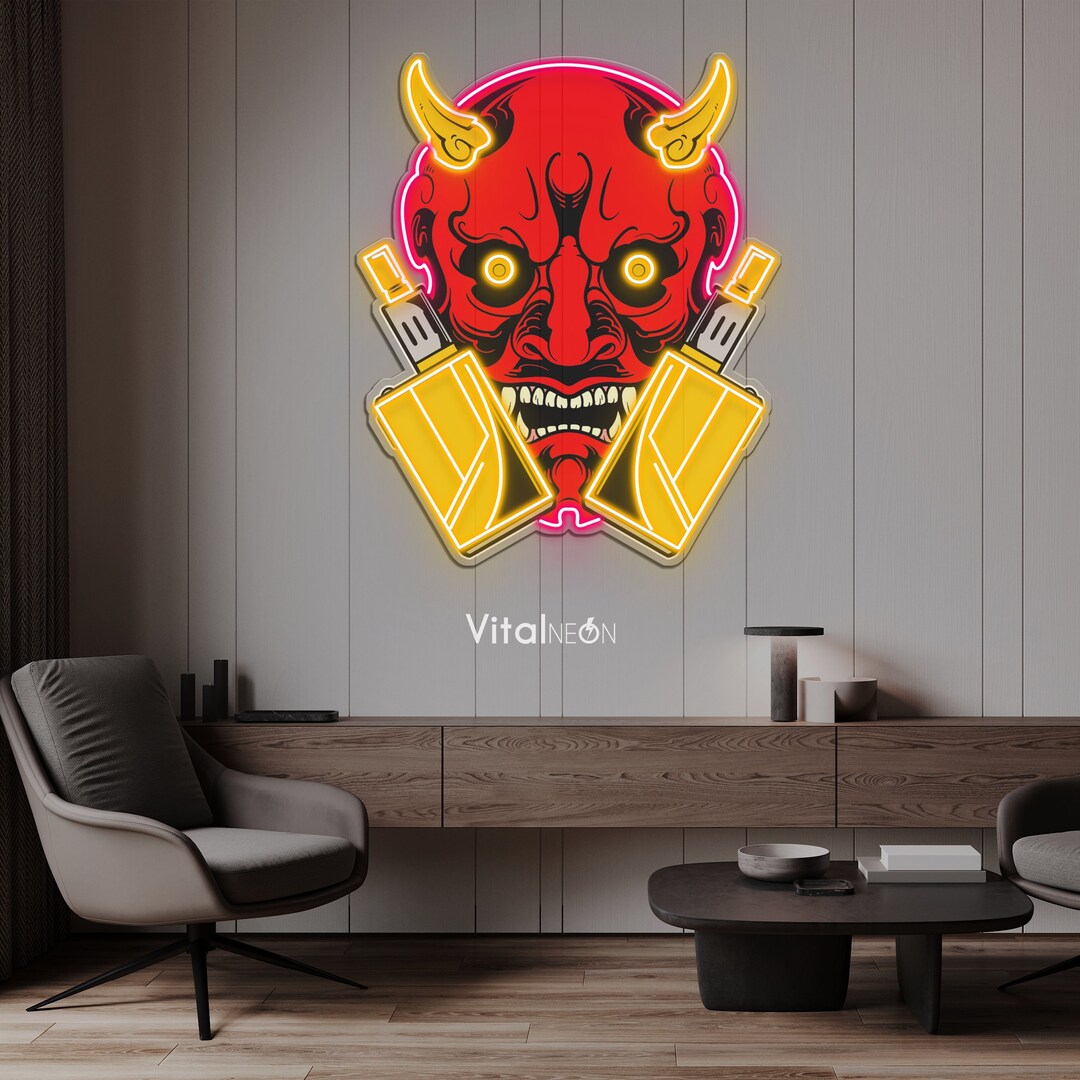 Demon Vape Logo Neon Light, Vape Pop Art Decor, Perfect for Smoke Shops ...