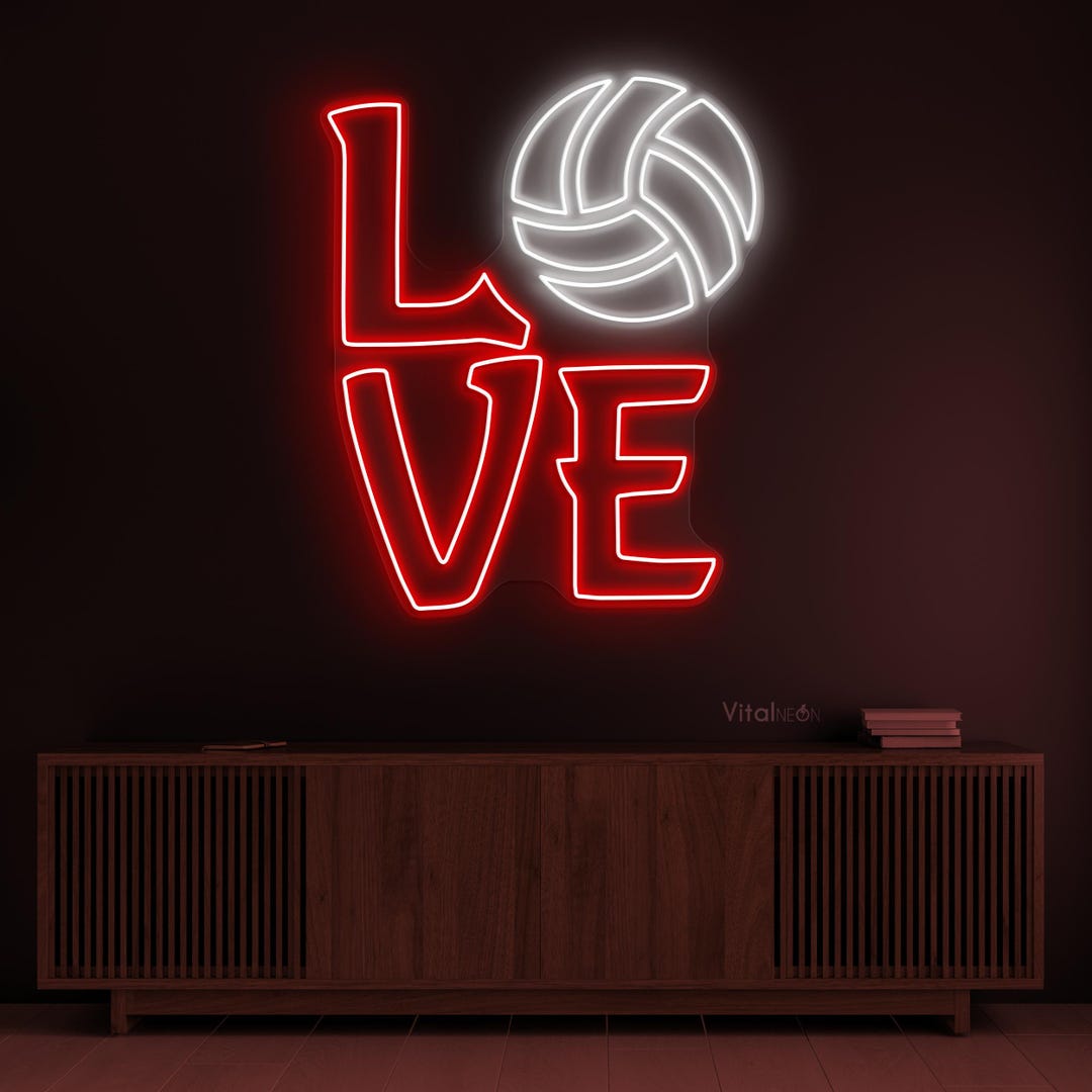 Volleyball Love Neon Sign, Volleyball Love LED Light, Love Logo Wall ...