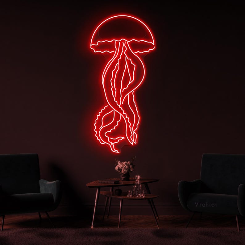 Jellyfish Neon Sign, Jellyfish LED Light, Ocean Restaurant Neon Art ...