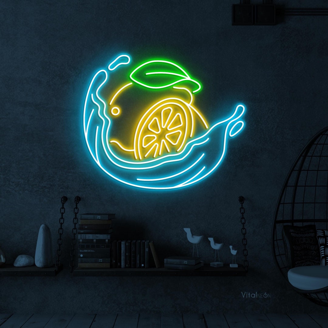Lemon Neon Sign, Lemon LED Light, Refreshing Wall Decor, Lemon Juice ...