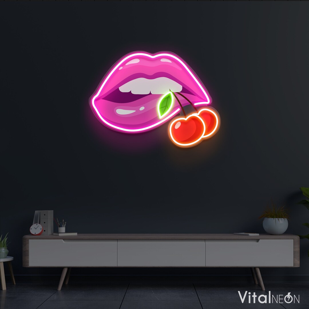 Lips Neon Sign, Wall Decor, Room Lighting, Home Art, Lips Artwork Sign ...