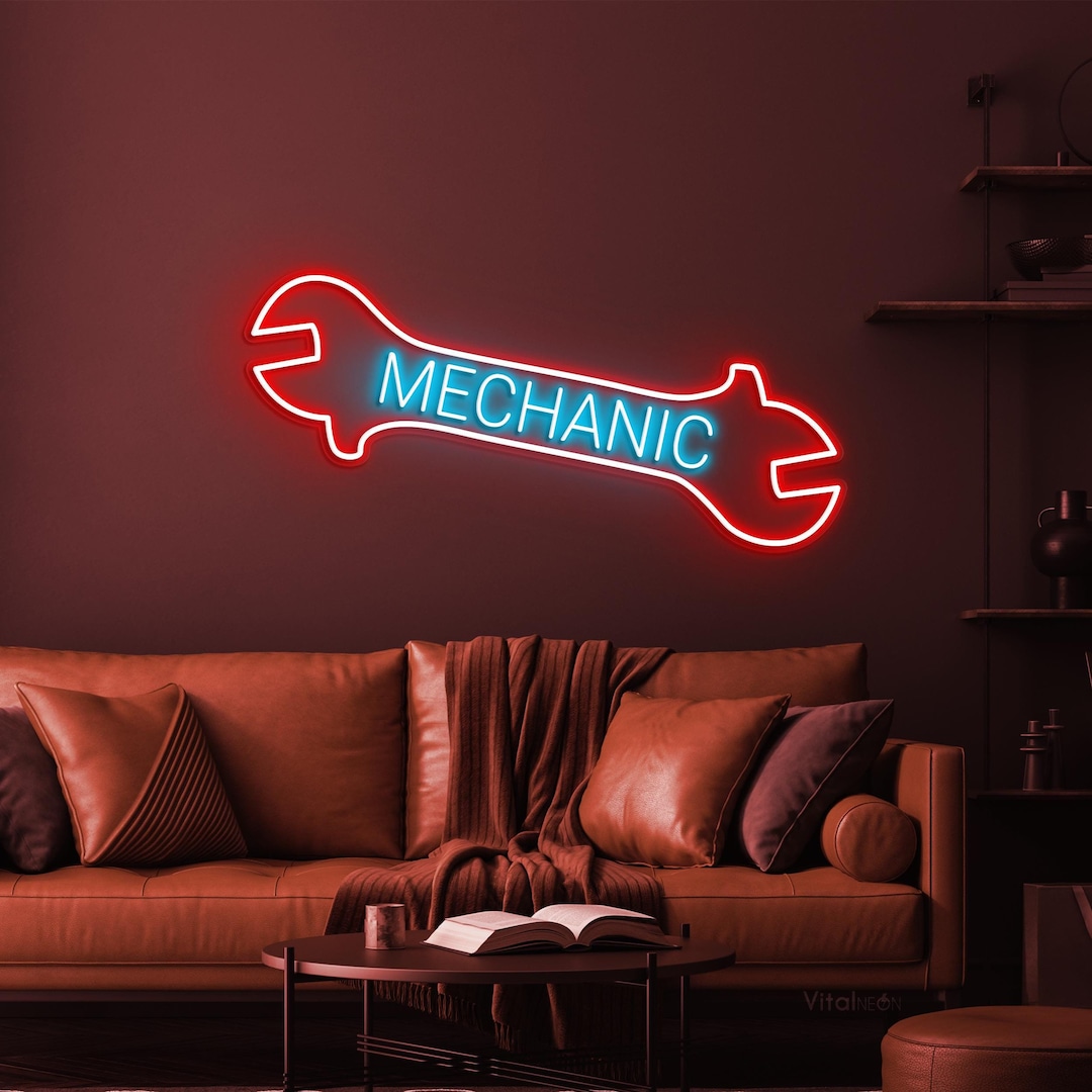 Mechanic Neon Sign, Mechanic LED Light, Car Repair Shop Wall Decor ...