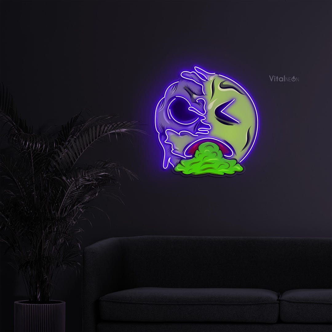 Emoji Neon Sign, Vomiting Face, Game Room Decor, Neon Pop Art - Etsy UK