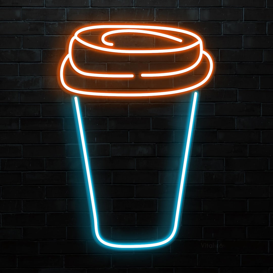 Coffee Cup Neon Sign, Coffee Cup LED Light, Coffee Glass Wall Decor ...