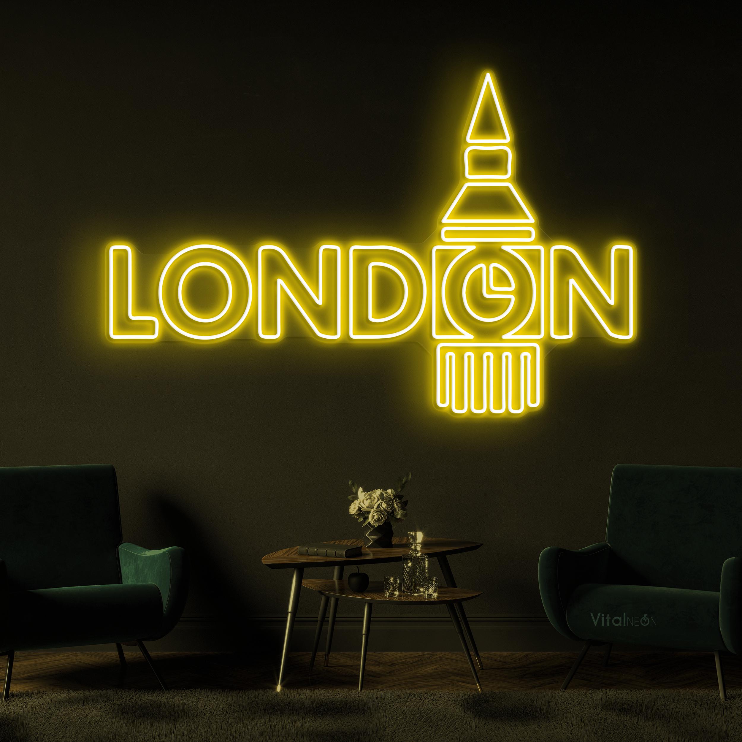 London Neon Sign, London LED Light, Big Ben Wall Decor, UK City Art ...