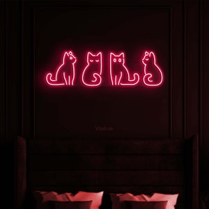 Kitty Neon Sign, Cat LED Light, Animal Lover, Cat Wall Hanging, Cat ...