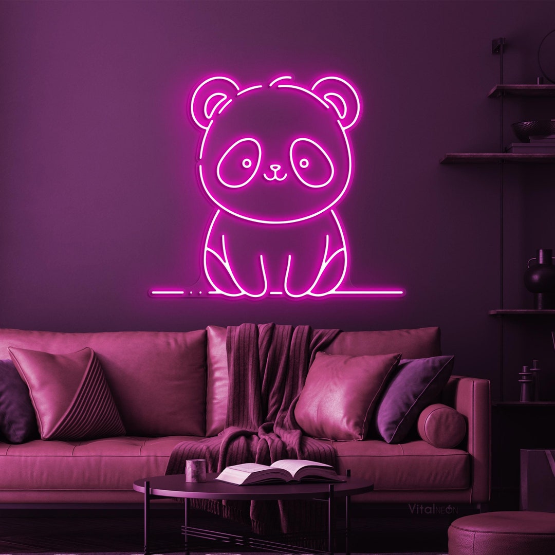 Panda Neon Sign, Panda LED Light, Cute Panda Wall Decor, Pet Shop Wall ...