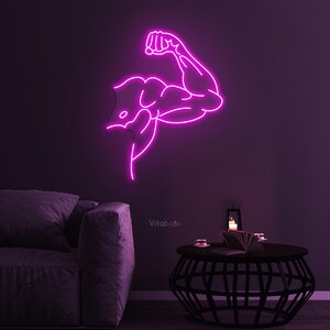 Muscle Neon Sign, Muscle LED Light, Body Building LED Neon Art, Fitness ...