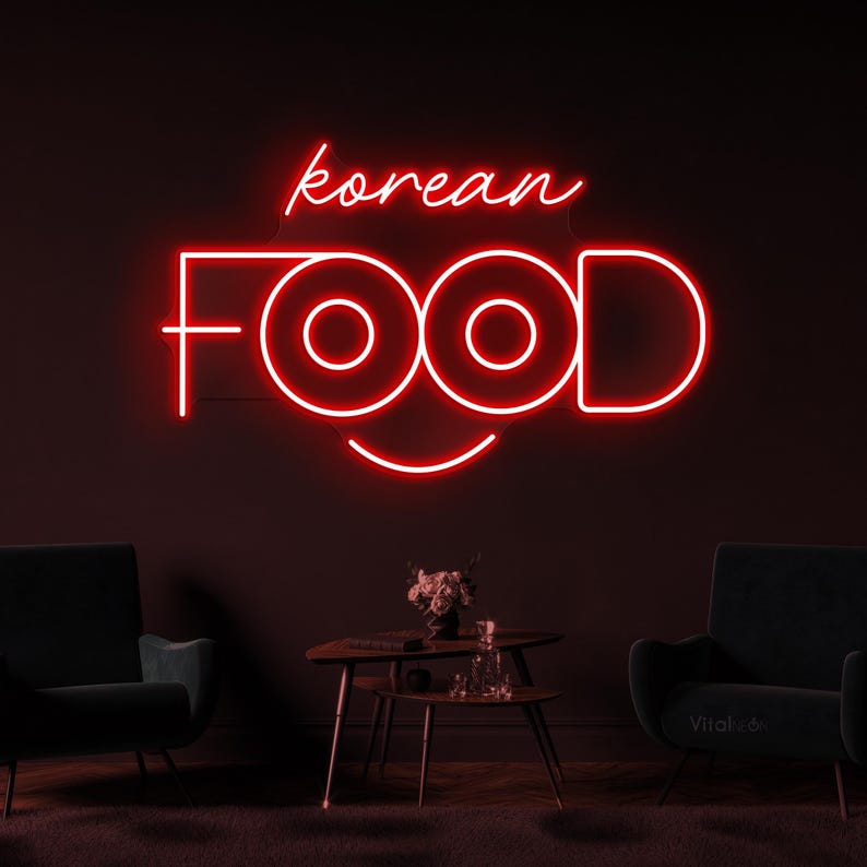Korean Food LED Neon Sign, Restaurant Wall Decor - Etsy