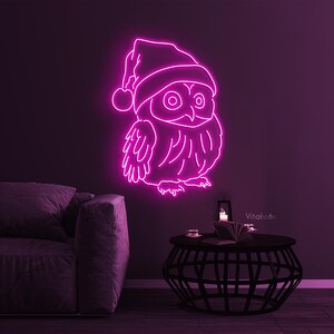 Christmas Owl Neon Sign, Christmas Owl LED Light, Owl Wall Decor, Birds ...
