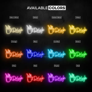 Drink Neon Sign, Drink LED Light, Drink up Wall Art, Bar Wall Decor ...