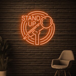 Stand up Neon Sign, Stand up LED Light, Stand up Mic Wall Decor, Comedy ...