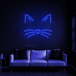 Cat Face Line Art LED Neon Sign Kids Room Decor Pet Lover Home Gift - Etsy