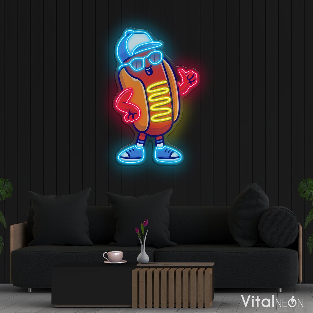 Hot Dog Neon Sign LED Light, Wall Hanging Room Decor for Parties, Shops ...